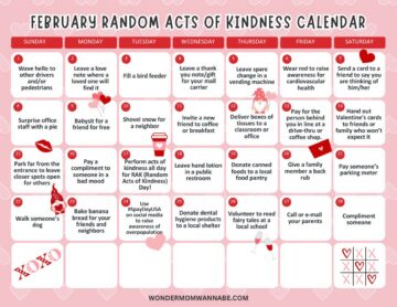 February Acts of Kindness Calendar