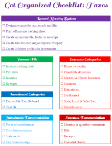 Get Organized Checklist for Your Taxes