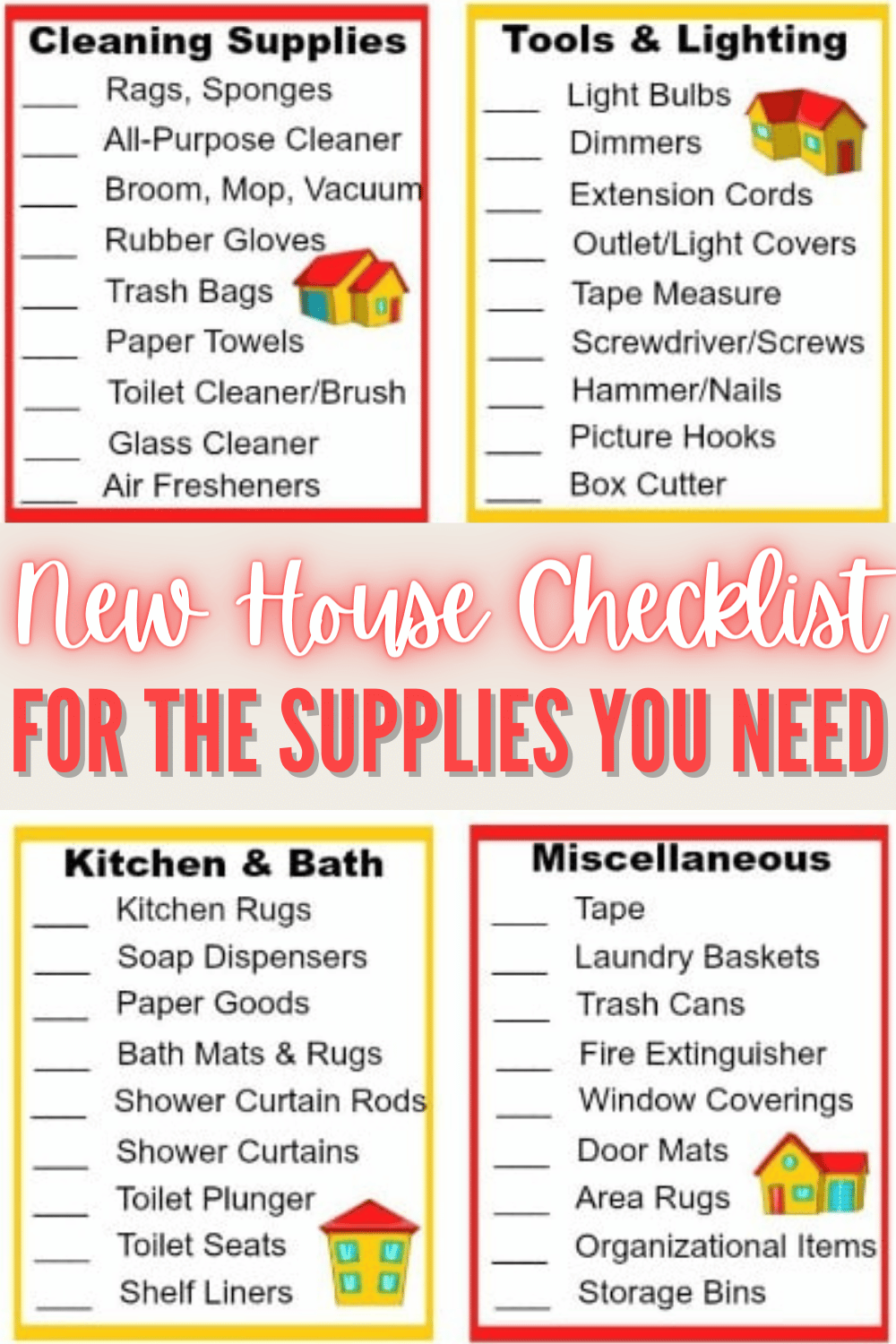 New House Checklist For The Supplies You Need New House Checklist For The Supplies You Need