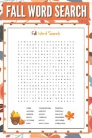 Free Printable Fall Word Search with Answer Key