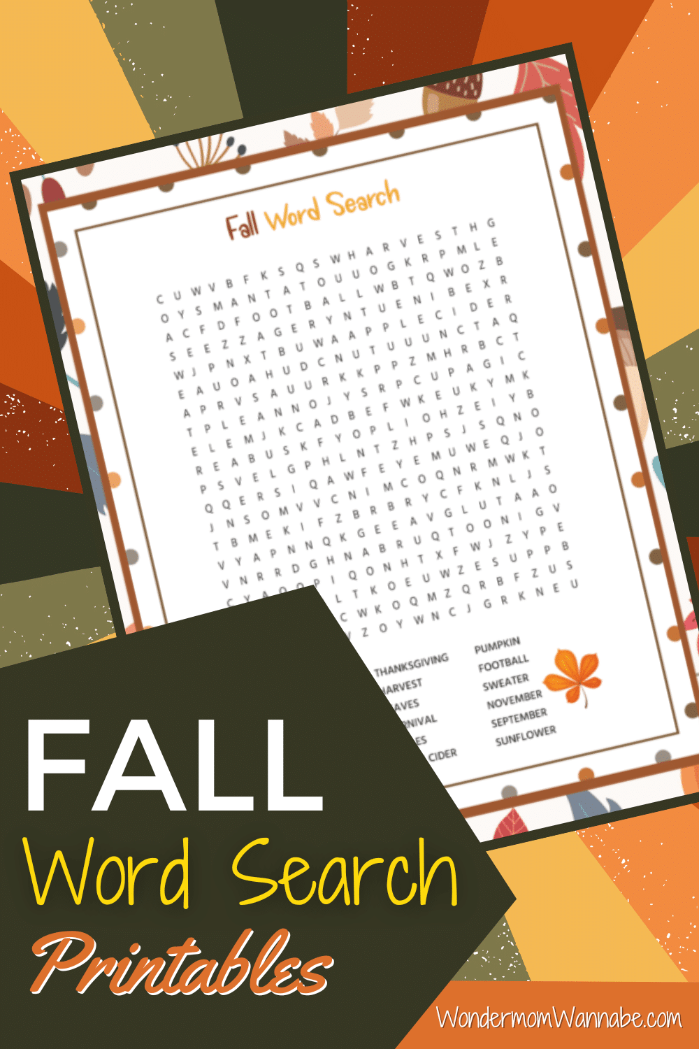 Fall Word Search MIT Printable